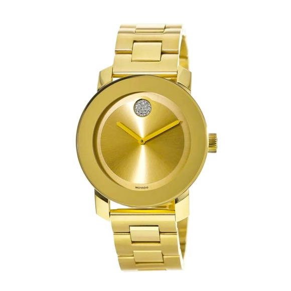 Movado | Accessories | Movado Bold Yellow Gold Tone Beautiful Swarovski ...